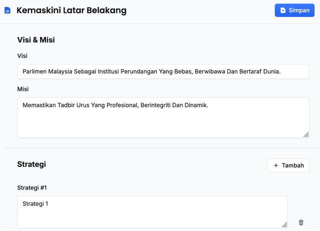 Penyediaan Maklumat Latar Belakang MP